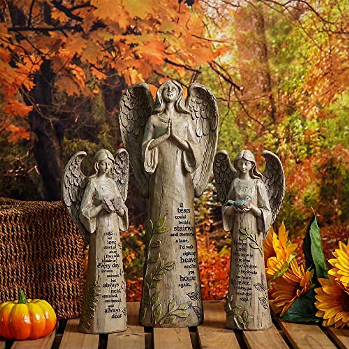 Ivy Home Resin Garden Statue Standing Praying Angel Garden Statuary for Outdoor Decor