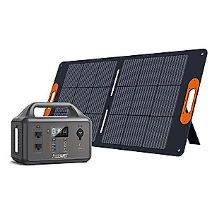 ALLWEI Solar Generator 500W(Peak 1000W) with 100W Solar Panel, Portable Power Station 461Wh, 2 AC Outlet, PD60W USB-C, Backup Lithium Battery for Camping CPAP Home Outdoor Emergency Power Outage