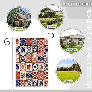 Double-sided garden flag Mexican Talavera Ceramic Tile Pattern Ethnic Folk Outdoor Flag Garden Flag Yard Outdoor Decoration （12×18in）.