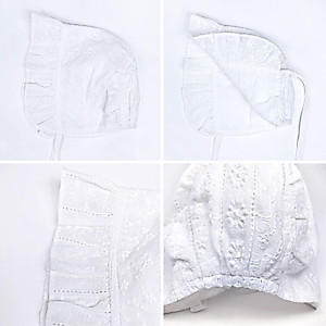 JELLYTREE Baby Hat Bonnet Toddler Girls Fashion Princess Ruffle Muslin Lining Cap Infant Lacy Beanie, White, L