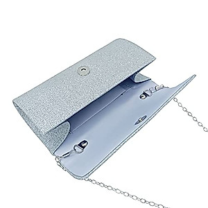 Evening Clutch Bag for Women Girls PVC Rhinestone Snap Deatchable Chain Crossbody Bag for Party Wedding Silvery