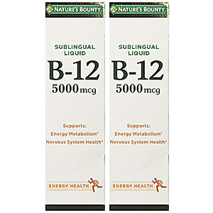Nature's Bounty B-12 5000 mcg Sublingual Liquid Energy Health 2 oz (Pack of 2)
