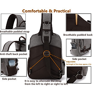 Leaper Retro Crossbody Bag Sling Bag Canvas Messenger Bag for Men Women Shoulder Bag Crossbody Handbags Satchel Geometric Purple, XL