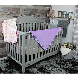 Dear Baby Gear Baby Blankets, Glitter Unicorn Pastel Rainbows, Lavender Minky, 32 Inches by 32 Inches