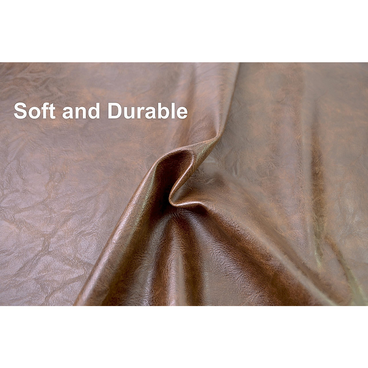 1 Yards 54" x 36" Dark Brown Faux Leather Fabric Distressed Crazy Horse Soft Fake Leather Fabric by The Yard Dark Brown Upholstery Vinyl for Sofa Bags Chairs Car Seats DIY Crafts