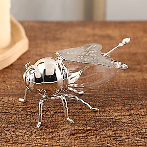 Luxurious Bee Honeypot Creative Metal Honey Containers with Dipper Honey Storage Jar Decorative Ornament for Storage Gift Honey Pot