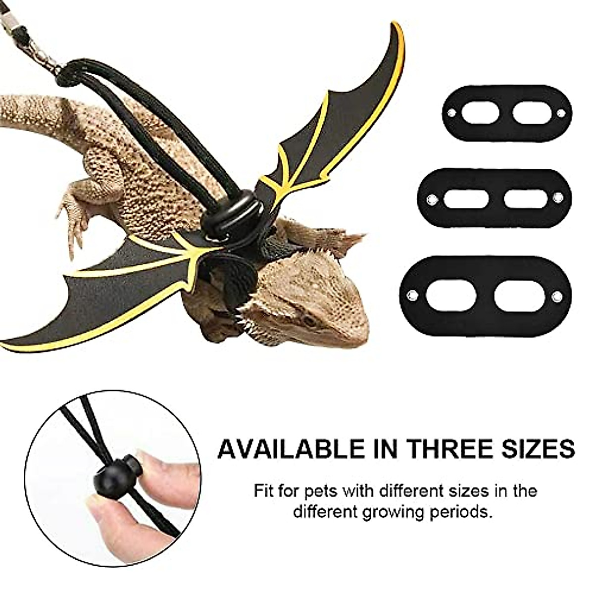 Bearded Dragon Harness Leash, Leather Lizard Traction Belt Adjustable Reptile Leash with Wings for Lizard Amphibians