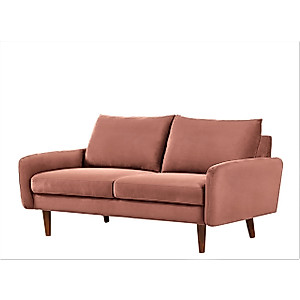 Container Furniture Direct Kent Velvet Loveseat Sofa for Modern Living Rooms and Compact Spaces, Comfy 2 Seater Couch Studio Apartment Furniture with Sleek Design, Rose