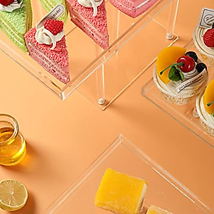 HeiMma 3 Pack Dessert Table Display Set, Clear Acrylic Dessert Stands Buffet Risers for Cupcakes Dessert Pastry Food Treat Tier Serving Tray Stand for Wedding Birthday Party