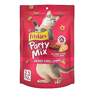 Purina Friskies Cat Treats, Party Mix Mixed Grill Crunch - (Pack of 10) 2.1 oz. Pouches