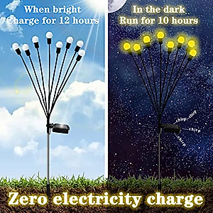 GIIOASA 8-LED Firefly Solar Garden Lights, Starburst Swaying Light, Outdoor Waterproof Camping lamp, Firefly Path Lights, Decorative Solar Garden Lights（with Crickets Chirping）