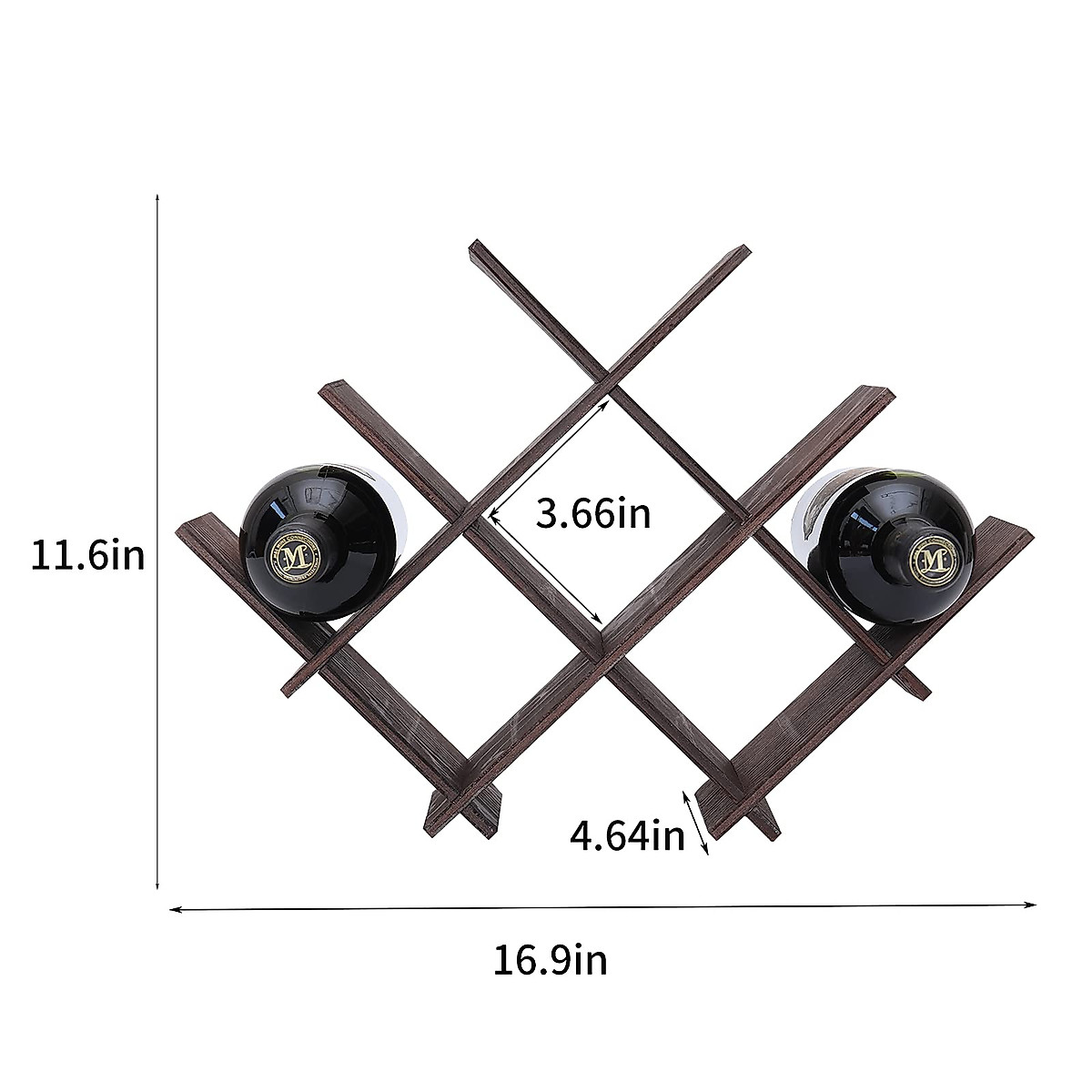 Fdjamy Wooden Eight-Bottle Butterfly Wine Rack, Small countertop Wine Rack, Minimal Assembly, Stylish and Chic Appearance (Coffee Color)