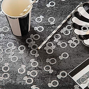 MOWO Silver Diamond Ring Paper Confetti Table Decor and Event Decor, Silver Glitter, 200 Count