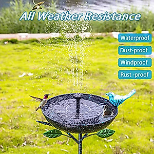 DREAMSOUL Outdoor Garden Bird Bath Metal Bird Baths Cast Iron Birdbath with Metal Stake Tall Bird Bath for Yard Garden Decor(Dia - 9.5inch)