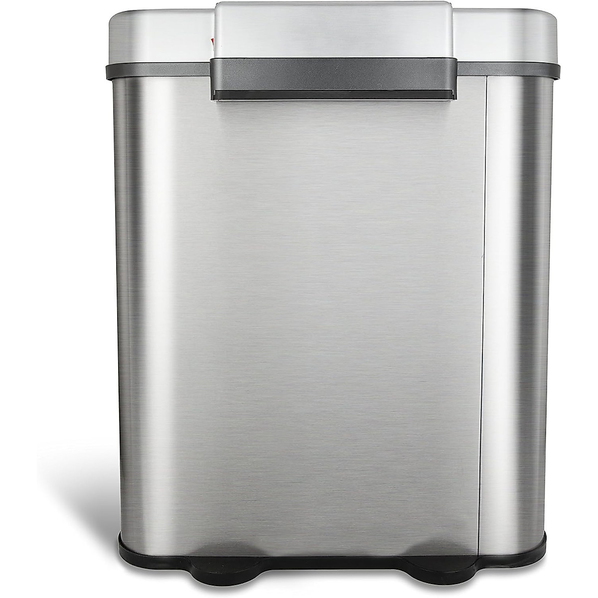NINESTARS Automatic Touchless Infrared Motion Sensor Trash Can/Recycler with D Shape Silver/Black Lid & Stainless Base, 18 Gal, Stainless Steel