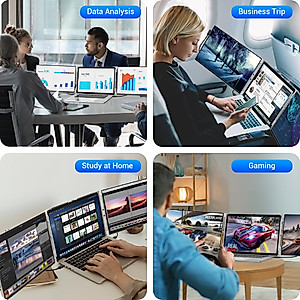 Oiiwak OK15 Two Laptop Screen Extender 15.6 Inch FHD 1080P 16:9 IPS Triple Monitor for 13.3-16" Notebooks Plug-Play Compatible with Windows 10/11 Featuring Type-C/HDMI/USB-C