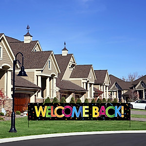 INNORU Large Welcome Back Backdrop Banner, Farewell Party Lawn Sign Banner, Welcome Back Yard Garden Banner, Retirement Party Indoor Outdoor Decor Supplies 9.8 * 1.6ft