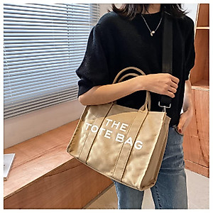 The Tote Bag for Women, Canvas Work Travel Handbag with Shoulder Strap Top-Handle Shoulder Crossbody Bags for Daily, Office (khaki)