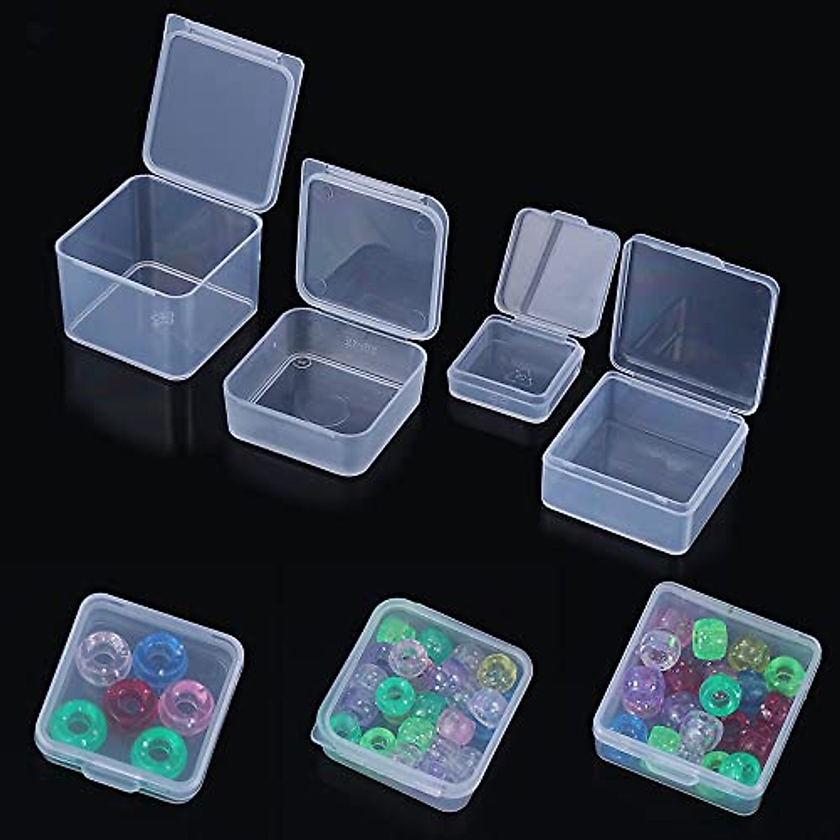 Beads Container Useful Jewelry Organizer Case Hardware Case Transparent Nail Art Screw Storage Pill Chip Box(4x4x2.8cm)