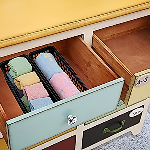 Begale Small Plastic Storage Baskets, Black, 11.6"L x 5"W x 3.4"H, Set of 6