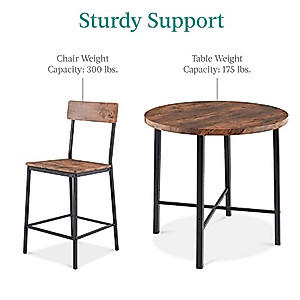 Best Choice Products 5-Piece Modern Round Counter Height Dining Set for Home Kitchen, Dining Room w/ 4 Chairs, 1.5in Thick Table - Brown