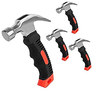 LISHINE 8 Oz Stubby Claw Hammer, 4 Pack Small Claw Hammer with Mini Handle, Nail Hammer Tools, Small Hammer for Household Work and Outdoor Camping