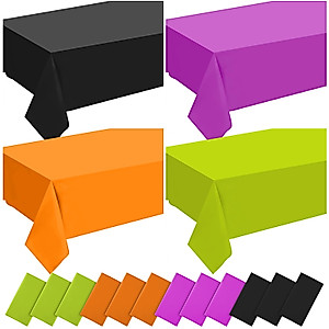 Frienda 12 Pcs Disposable Plastic Tablecloth for Halloween Christmas Rectangle Table Cover 54" x 108" Decorative Plastic Disposable Table Cloths for Holiday Party (Vibrant Colors)