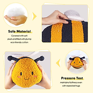 ARELUX 10in Soft Bee Stuffed Animal Plush Toy Cute Fuzzy Bumblebee Plushies Doll Realistic Cartoon Honeybee Anime Pillow Room Decor Birthday for Kids Friends Boys Girls