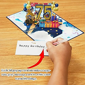 GREETING ART 75th Birthday Card for Dad Mom Grandma Grandpa,75th Birthday Party Decorations,75 Years Anniversary Card for Women and Men,75 Years Old Birthday Gifts