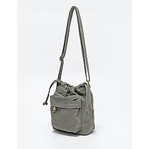 Jeelow Small Canvas Tote Handbag Mini Crossbody Cellphone Bag Purses With Adjustable Strap & Zipper (Small Grey)