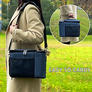 TOP&TOP Blue 13"L x 7"W x 9"H Reusable Lunch Box with 6mm Insulation Foam - Leakproof, Easy to Clean, Adjustable Shoulder Strap, Holds 3 Containers, Mesh Pockets