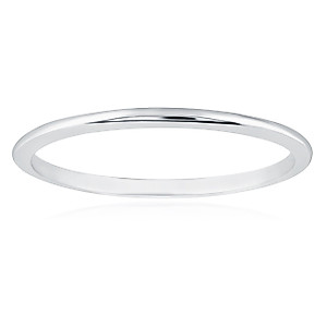 MAX + STONE Solid 14k Gold Wedding Band Ring for Women in White Gold 1mm Thin Stacking Band in Size 5.5