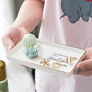 Kimdio Ceramic Jewelry Dish, Cactus Ring Holder, Trinket Tray Earrings Necklace Organizer, Gift for Wedding, Christmas, Birthday, Engagement Party
