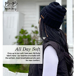Brook + Bay Slouchy Beanie - Women's Winter Hats, Beanie Slouch Hats for Cold Weather, Oversized Beanie Knitted Hats for Women & Men Black