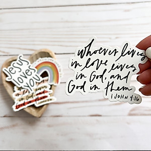 Swaygirls Religious stickers | Christian quote stickers | Faith decals | 1 John 4:16 sticker (Black & White)