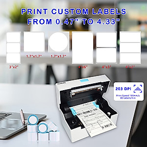 TERRIME Thermal Shipping Label Printer, Wireless Bluetooth Thermal Printer for 4x6 Shipping Label Barcode, Compatible with Android & iPhone/Windows/Mac OS, Support UPS FedEx Shopify Ebay Amazon Etsy