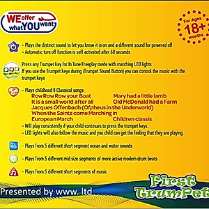 Portable First Trumpet - Battery-Operated Music Toy with Features for Learning and Entertainment for Your Baby and Toddler. Great Stocking Stuffer