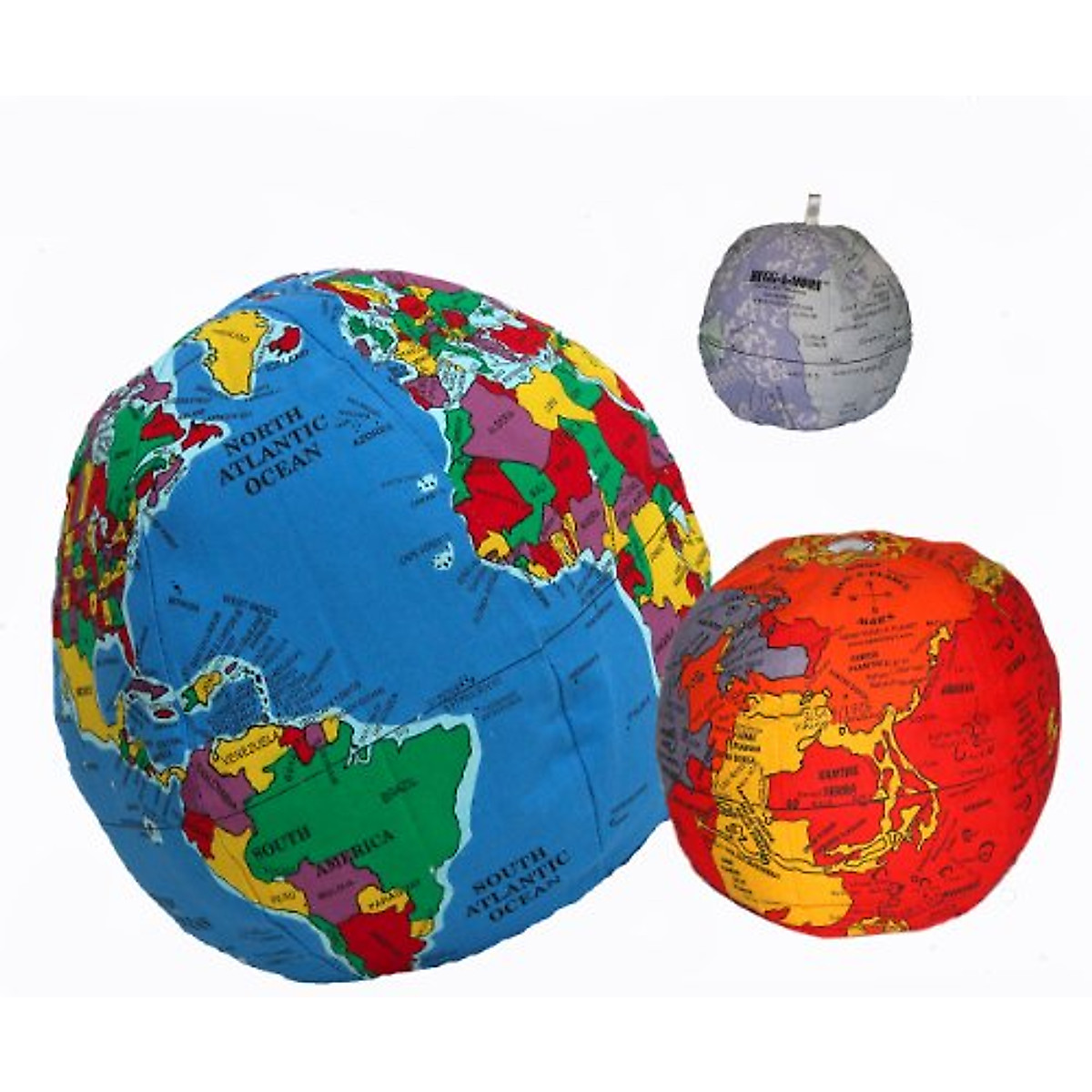 Hugg-A-Planet Earth, Moon, and Mars 3 Piece - Soft Plush Globe for Learning, for Kids Teens Adults, for Teachers and Parents, Educational Toy