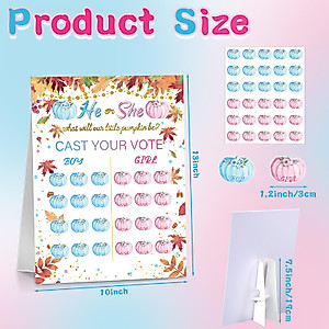 Poen Thanksgiving Gender Reveal Board with Stand What Will Our Little Pumpkin Be Maple Leaf Gender Reveal Game with 60 Pcs Fall Pumpkin Voting Stickers for Cast Your Vote Guess Game Autumn Baby Shower