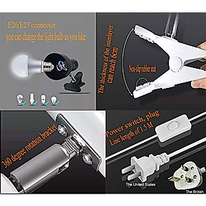 Sun-Rising Clamp Light,360° Rotation Clip on Lamp Portable Book Reading Light,Clamp on Desk/Table/Bunk Bed/Cupboard Home Lighting, (Clamp Light Two Colors for Your Choice) White