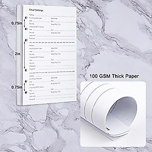 Password Address Book Refill Pages for 6-Ring Refillable Binder Password Address Notebook Replacement Page with 6 Holes 3.9″x 6.7″