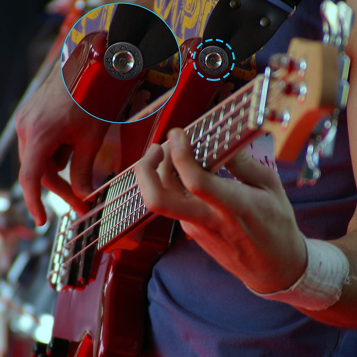 Blulu 12 Pieces Guitar Strap Locks Silicone Strap Locks Rubber Guitar Strap Blocks Guitar Protector (Black)