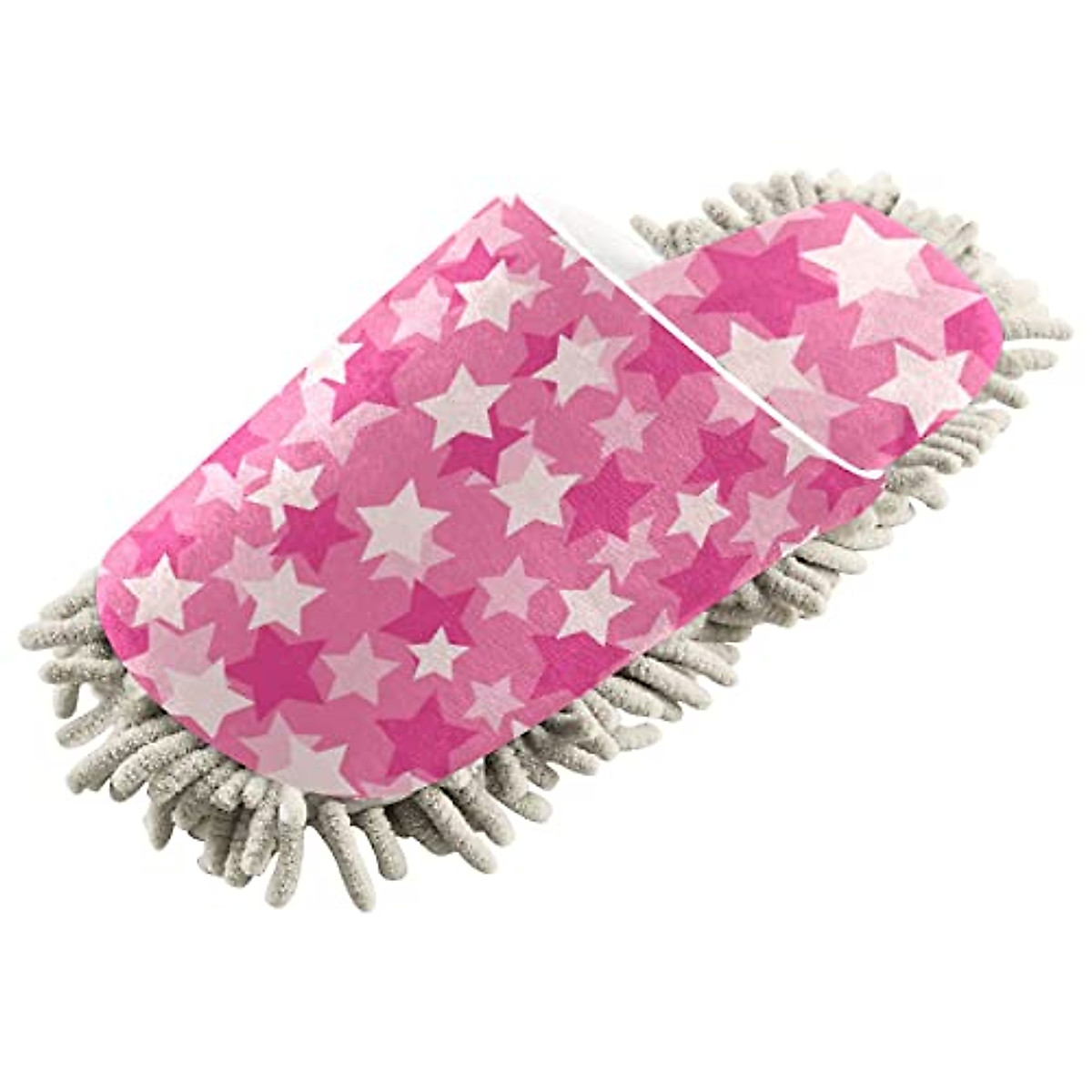 Kigai Microfiber Cleaning Slippers Pink Stars Washable Mop Shoes Slipper for Men/Women House Floor Dust Cleaner, Size L