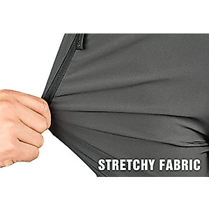 clothin Men's Elastic-Waist Travel Pant Stretchy Lightweight Pant Multi-Pockets Quick Dry Breathable(Grey L-32)