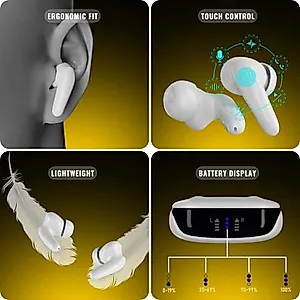 Saknip All-in-ONE Hybrid Active Noise Cancelling Wireless Earbuds, ANC in Ear Headphones IPX6 Waterproof Wireless Charging Bluetooth 5.1 Premium Deep Bass Earphones, White