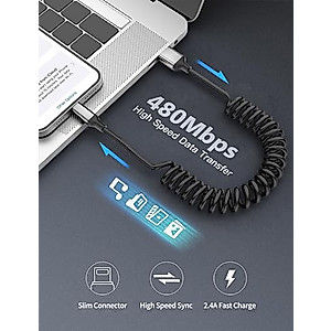 Coiled Lightning Cable for Car (3FT/6FT), 2Pack Retractable iPhone Charger Cord Fast Charging, [MFi Certified] Short Apple CarPlay USB to Lightning Cord for iPhone 14 13 12 11 Pro Max XR XS 8 SE, iPad