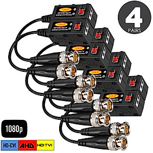 VIMVIP 1080P AHD/HD-CVI/TVI/CVBS Passive HD Video Balun Transmitter 4 Pairs (UTP Up to 350M-600M)
