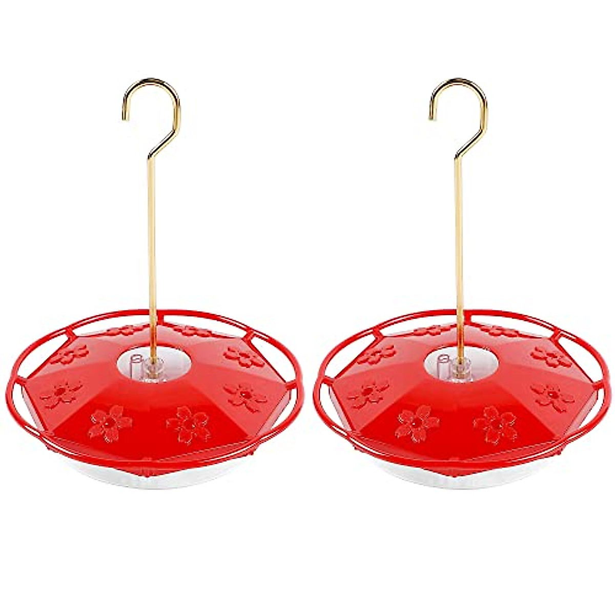 Juegoal 12 oz Hanging Hummingbird Feeder, 2 Pack Outdoor Hummingbird Feeders with 8 Feeding Flower Ports, Bird Nectar Leak-Proof Saucer Feeders for Garden Yard Patio