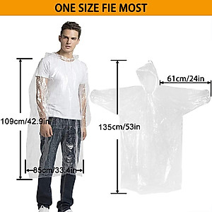 Cosowe Rain Ponchos Disposable for Adults Kids, 5 Pack Clear Raincoats with hood for Emergency Disney Travel Outdoor