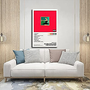 BAICHU Kanye Poster West My Beautiful Dark Twisted Fantasy Album Cover Poster Canvas Poster Bedroom Decor Sports Landscape Office Room Decor Gift Unframe:12x18inch(30x45cm)
